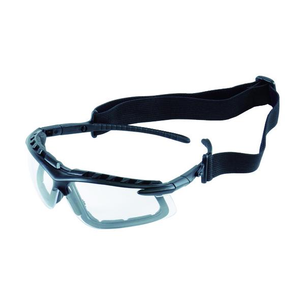 保護具 保護メガネ・防災面 二眼型保護メガネ ●メガネのツルにバンドをつけるだけで、簡単にゴーグルとしても使えます。●アジアンフィット仕様です。●UVカット(99.9%)仕様のレンズです。●レンズ色：クリア●テンプル色：ブラック●フレーム色...