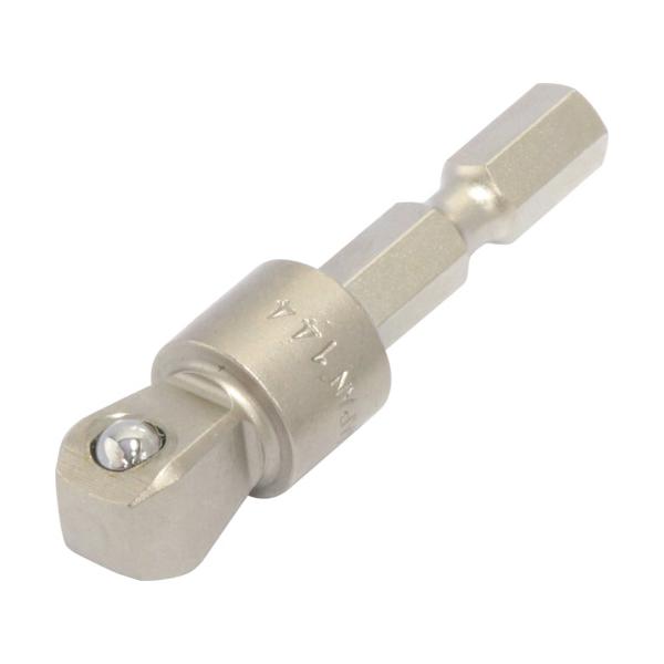 手作業工具 ソケットレンチ ソケットビット用アタッチメント ●電動工具（電動ドリルドライバー）でソケット類を使えるようにするためのアダプターです。●10°傾けて作業が可能です。●ボールタイプです。●差込角(mm)：9.5●軸寸法(mm)：6...