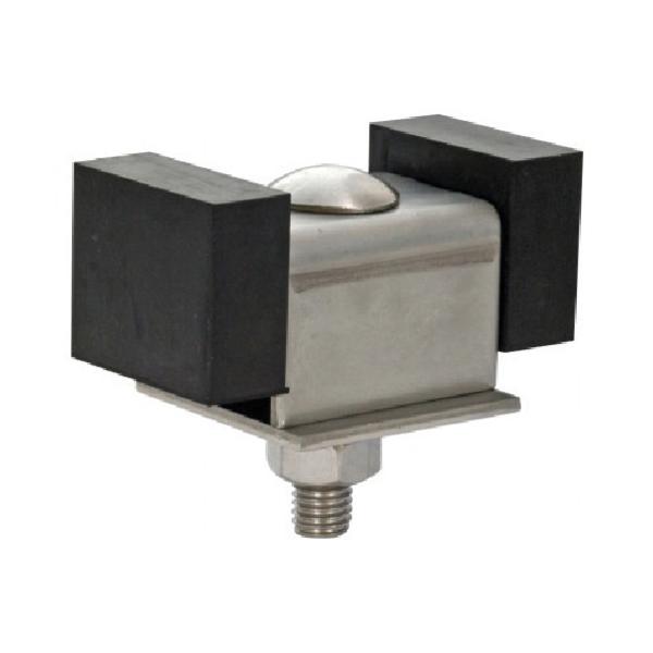 金物・建築資材 建築金物 ドアハンガー ●車輪をゴムで受ける事で車輪の傷を防止します。●ハンガーレールの内溝にネジで止め、扉の位置決めや、車の脱落止めに用います。●品名：ゴム付き戸当り●適合レール：2・3・4号兼用●左右ゴム付き●ステンレス...