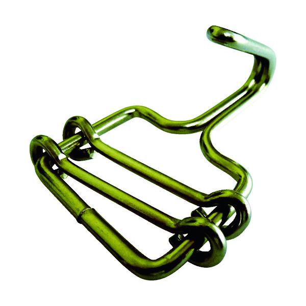 梱包用品 梱包結束用品 ゴムバンド ●フック・遊動（バックル）が一体型です。●ミリオン ホロタイト用金具。●品名：送り引掛けカン(２０ｍｍ用)●適合バンド幅(mm)：20●鉄　●表面処理：ニッケルメッキ●平ゴムロープ（ホロタイト）用です。指...