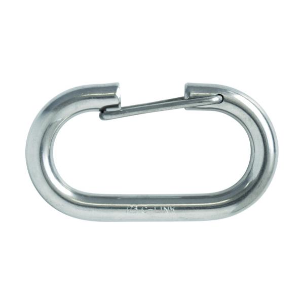 保護具 墜落・落下防止用品 カラビナ ●開口部が広くて使いやすいです。●連結用フックに。●使用荷重(kN)：0.12●D(mm)：4●L(mm)：16●W(mm)：38●C(mm)：5.0●本体：ステンレス（SUS304） バレル研磨●スプ...
