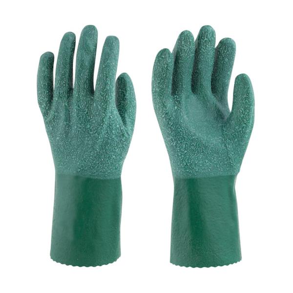 保護具 作業手袋 ビニール手袋 ●塩化ビニールをコーティングしているため、天然ゴム製の手袋に比べて油に強く、耐摩耗性に優れています。●指、手のひらに特殊すべり止め加工を施しているため、グリップ性に優れています。●イヤなにおいを抑える防臭加工...