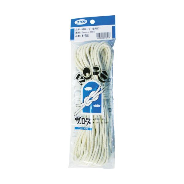 梱包用品 シート・ロープ ロープ ●強度は3つ打に比べ40%程度低下しますが、摩擦抵抗が少なく、ねじれにくいロープです。●天然繊維なので、熱や摩擦に強いロープです。●水中や土中で腐食し土に還ります。●農園芸、祭礼用、各種結束など。●色：白●...