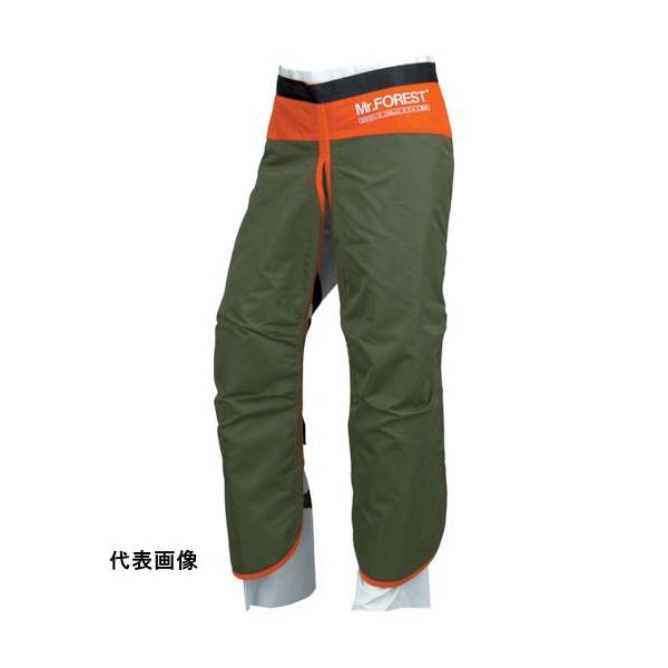 保護具 保護服・防護服 耐切創保護服 ●膝部を包み込む「ラウンドカット」など、独自の設計で作業を快適にします。●安全性基準「ＥＮ３８１−５」のクラス１に適合した防護チャップスです。●チェンソー作業時の防護衣として。●色：オリーブ●サイズ：L...