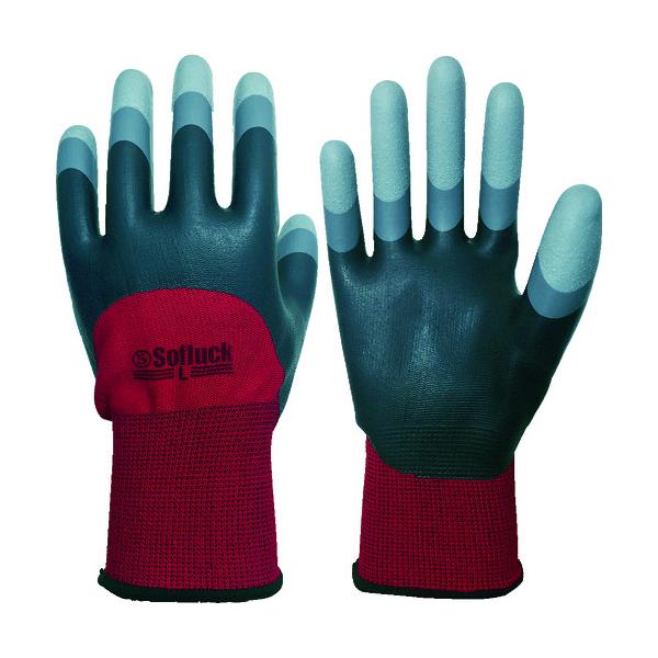 保護具 作業手袋 すべり止め背抜き手袋 ●ゴム3層コートで、破れやすい指先の摩耗強度を１層コートの７倍以上にしました。●土やほこりの入りにくい甲抜き加工です。●農作業・各種軽作業。●色：レッド●サイズ：S●全長(cm)：22.5●手のひら周...