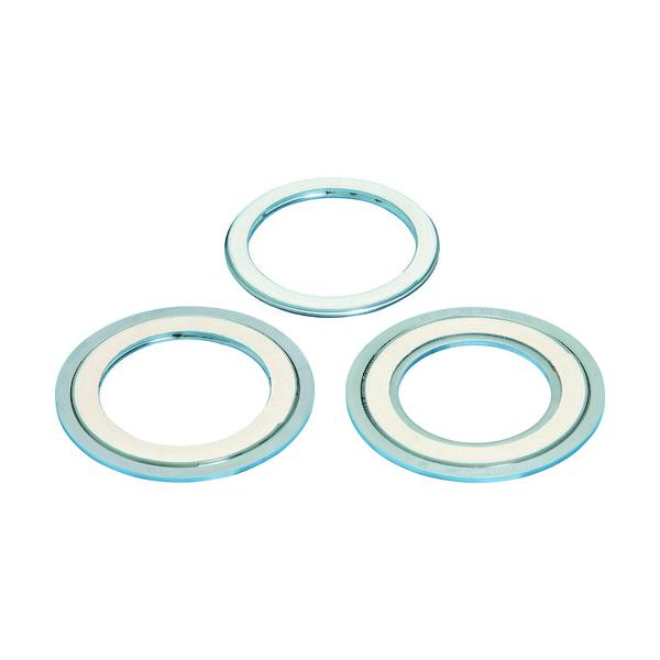 工事・照明用品 管工機材 ガスケット ●フープ状の金属板と軟質耐熱ペーパーを交互に巻き付けた、経済的な渦巻き型ガスケットです。●特徴的なシール構造から高温高圧の条件でも使用できます。●フランジとの馴染みが良いため、メタルガスケットよりも低い...