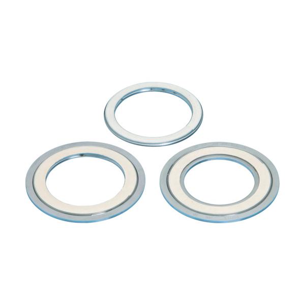 工事・照明用品 管工機材 ガスケット ●フープ状の金属板と軟質耐熱ペーパーを交互に巻き付けた、経済的な渦巻き型ガスケットです。●特徴的なシール構造で、高温高圧の条件でも使用できます。●フランジとの馴染みが良いため、メタルガスケットよりも低い...