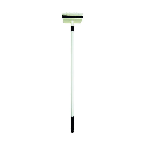 清掃・衛生用品 清掃用品 デッキブラシ ●ヘッド部に水切りワイパーが付いており、１本でブラッシングと水切りができます。●幅(mm)：135●長さ(mm)：860●柄：チューブ被覆鋼管●ブラシ部：ポリプロピレン・合成ゴム・ＰＶＣ