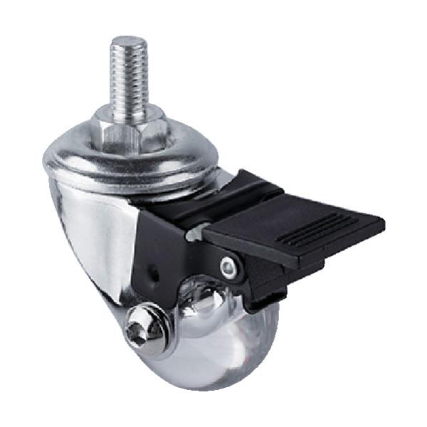 金物・建築資材 キャスター ねじ込み式樹脂車 ●クリアービジュアルで外観性に優れたデザインキャスターです。●小物、イス、木製クラフト、玩具のホイール用●車輪径D(mm)：35●タイプ：自在式(ストッパー付)●許容荷重(daN)：31.4●許...