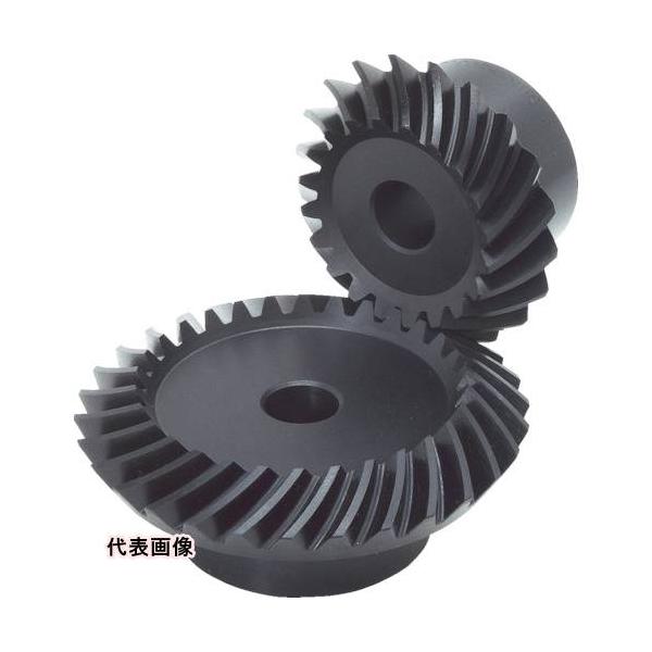 メカトロ部品 軸受・駆動機器・伝導部品 歯車 ●まがりばかさ歯車の普及品として、モジュール、歯数比を多く取り揃えています。●動力伝達用歯車。●歯数比：3●モジュール：3●歯数：15●基準円直径(mm)：φ45●歯幅(mm)：23●穴径(mm...