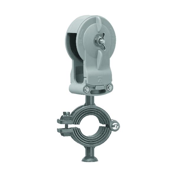 荷役用品 チェーンブロック・クレーン トロリー・吊り金具 ●メッセンジャーワイヤ用樹脂滑車です。●着脱がワンタッチで行えます。●電動工具・ホイスト等移動機器の給電電線用滑車。●耐荷重(kgf)：7●適合ケーブル径(mm)：30〜45●吊り数...