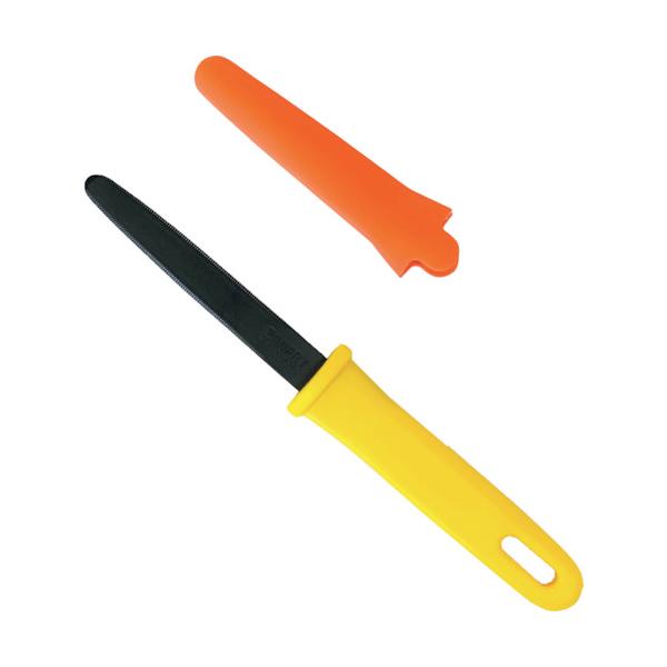 梱包用品 梱包結束用品 開梱用カッター ●段ボールの開梱はもちろん、曲線カットや穴をあけることもできます。●ＰＰバンドも切断できます。●全長(mm)：190●刃長(mm)：75●刃厚(mm)：1●タイプ：フッ素コート刃●幅(mm)：25●奥...