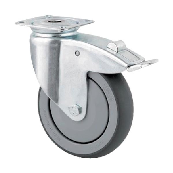 金物・建築資材 キャスター プレート式樹脂車 ●ドイツ製の信頼・耐久性を備えた、標準的なキャスターです。●タイヤはノンマーキング仕様です。●車輪軸に精密ボールベアリングを採用している為、スムーズに動き出す事ができます。●許容荷重(daN)：...