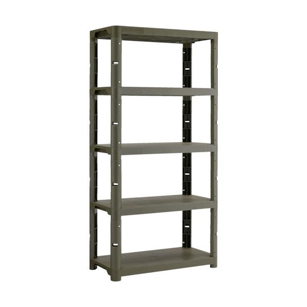 物流・保管用品 物品棚 プラスチック棚 ●脚は棚板内にワンタッチで収納可能です。●（棚1枚につき脚4本収納可能)●脚部には倒れ対策としてボルト固定用の穴を設け、棚長辺・短辺各々隣との連結ができます。●棚板表面にシボ加工をほどこし、荷物のズレ...