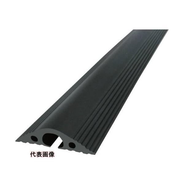 電子機器 電設配線部品 ケーブルカバー ●屋外・屋内を選ばず設置可能な耐侯性素材を使用しています。●上両側・下面に凹凸が入ったすべりにくい構造で安全です。●下面に幅広スリット入りで入線が容易です。●カッター等で必要な長さに切断が可能です。●...