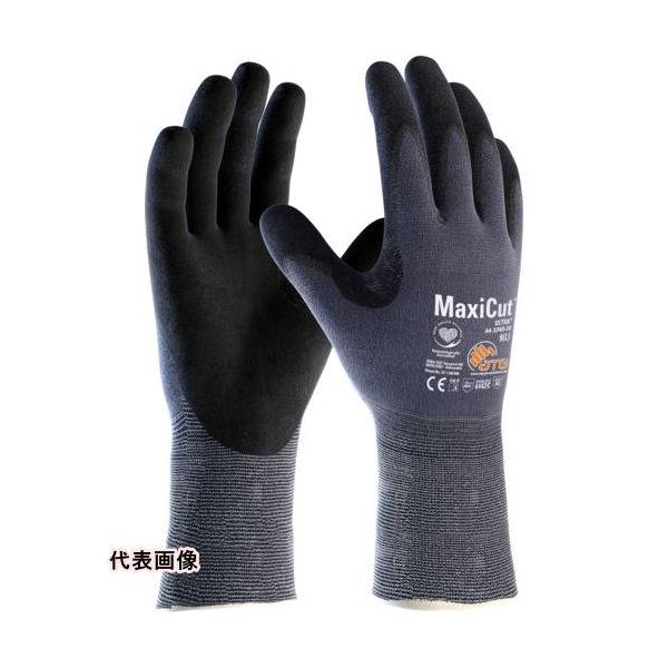 保護具 作業手袋 耐切創手袋 ●特許取得のマイクロ発泡ニトリルコーティングは熱と蒸れを360°全方向から放出し、手の温度を最適に保ちます。●マキシカット［［Ｒ上］］・ウルトラ［［ＴＭ上］］は、従来のマキシカット［［Ｒ上］］の耐切創性に薄さ・...