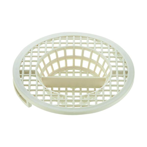 工事・照明用品 管工機材 給水設備用継手 ●ユニットバスの排水口に取付け。●ロック式でヘアキャッチャーが浮くことがありません。●高さ(mm)：20●外径(mm)：102●バスルームのゴミや髪の毛をキャッチ、しっかり固定のロック式。●ポリプロピレン