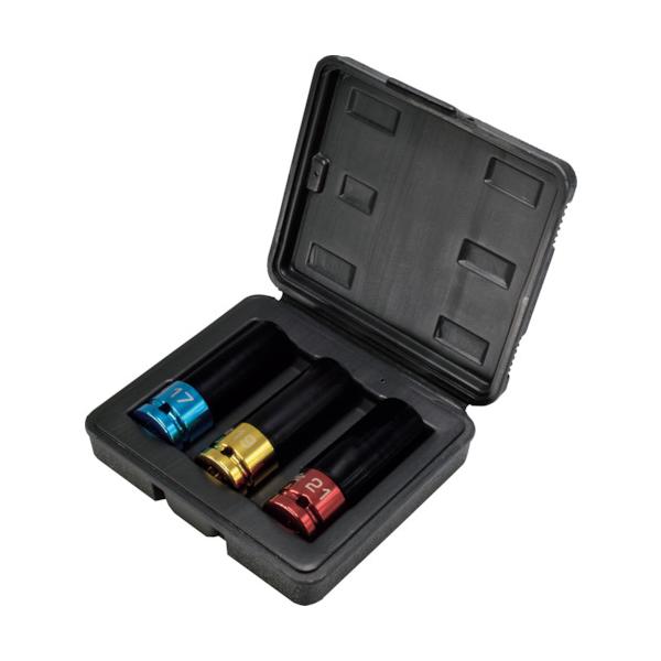 手作業工具 ソケットレンチ インパクト用ソケット ●アンビル先端にCリングを使用しているインパクトレンチに差し込みやすくなった、Q-fit （クイックフィット）シリーズのインパクト用ホイールナットソケットセットです。●ホイールに傷を付けない...