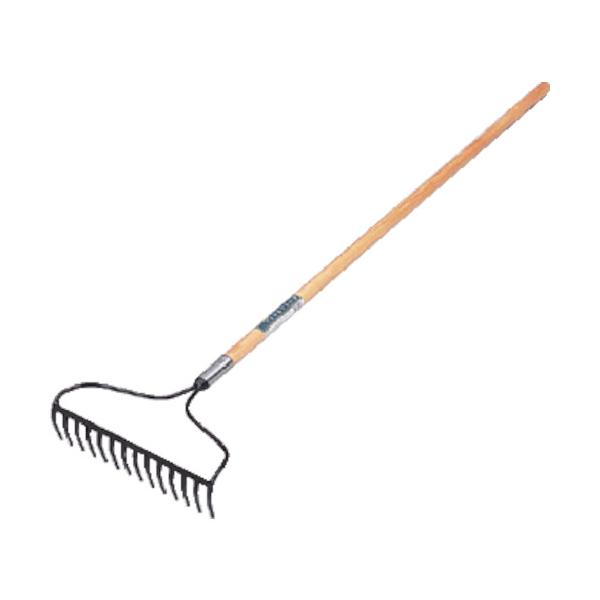 園芸用品 緑化用品 レーキ・ホーク ●丈夫な木柄付です。●刈草・敷わら集めなどに。●全長(mm)：1560●爪数(本)：14●先幅(mm)：360●爪長さ(mm)：70●幅(mm)：350●高さ(mm)：85●刃部:炭素刃物鋼