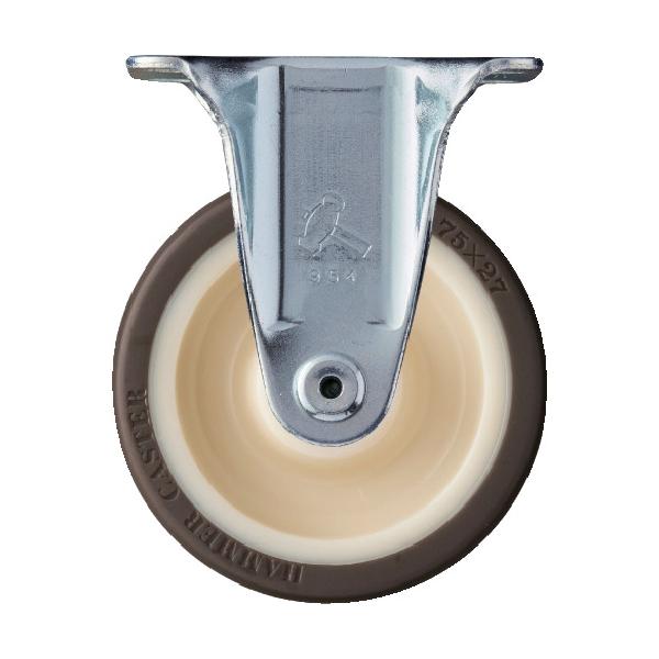 金物・建築資材 キャスター プレート式ゴム車 ●旋回式キャスターの４２０Ｓ／４１３Ｓと併用できる固定式キャスターです。●工場、事務所などに多く使用されており、堅牢で安定感もあり重量物運搬用に最適です。●許容荷重(daN)：80●車輪径D(m...