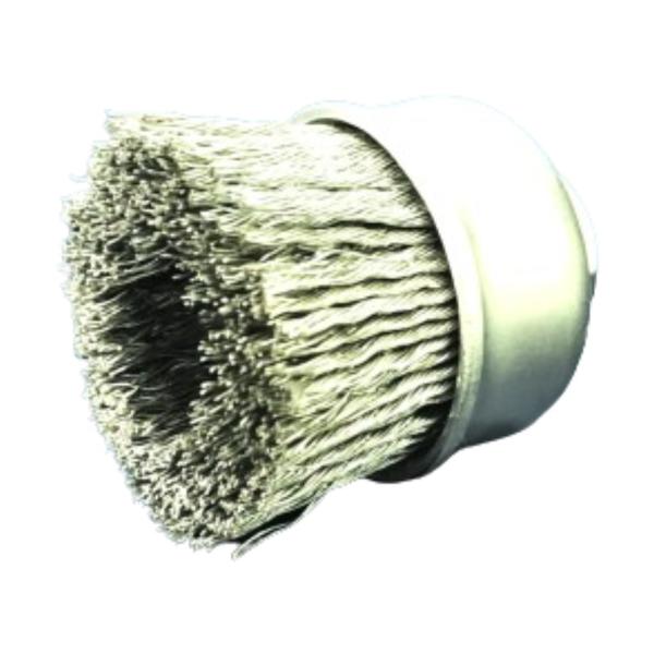 電動・油圧・空圧工具 研削研磨用品 カップブラシ ●毛材の広がりに配慮しワイヤーの根元を傷つけない折損防止金具構造になっています。●毛材密度、波形状、トリムが最適のバランスで製作されています。●高いバランス基準で製品化しておりますので、腕へ...