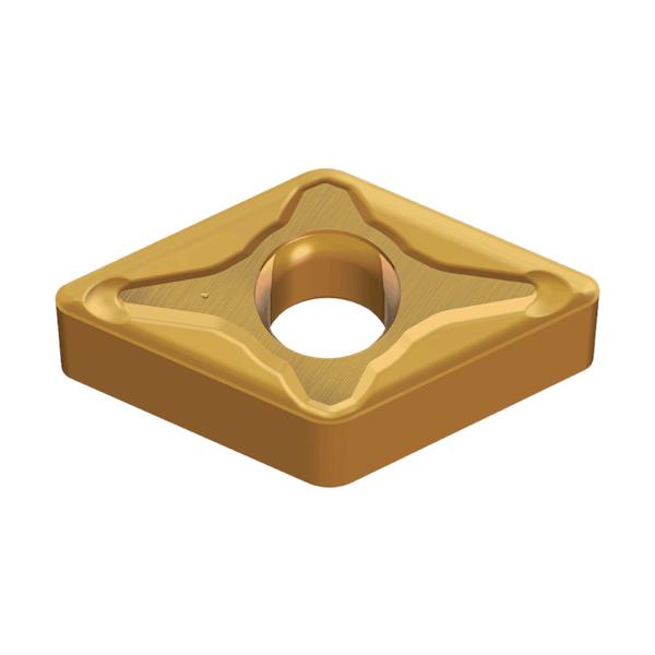 切削工具 旋削・フライス加工工具 刃先交換式工具 ●軟鋼、低炭素鋼、低炭素合金鋼の中切削溝入れ・旋削加工用。●ステンレス鋼の低〜中速加工に。●適合被削材：P・M●チップ形状：55°菱形●コーティング：CVD●ブレーカー：MM●加工形態：中切...