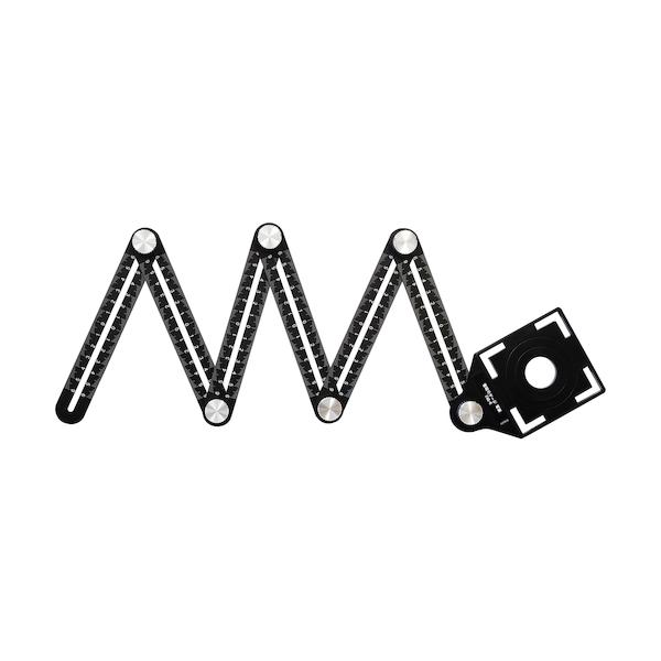 測定・計測用品 測定工具 ゲージ ●柱や曲面の「写」し取りが、「楽」々、簡単です。●複数のゲージが連なり、様々な形状の移し取りを可能にします。●配管口などの穴位置を決める補助具として穴あけガイド付です。●1mm単位の目盛が見やすい段差型目盛...