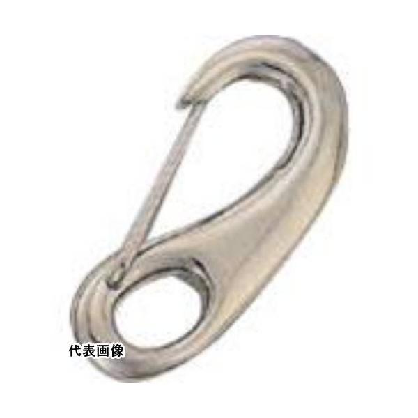 金物・建築資材 建築金物 荷役金具 ●バネ状のリング部分を押し込むことで開閉することができます。●フック部とチェーン・ロープを入れる部分が分かれています。●チェーン・ワイヤー・ロープ等の連結金具として、また端末の金具のジョイントに。●丸みが...