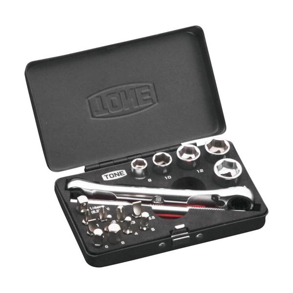 手作業工具 ソケットレンチ ソケットレンチセット ●組み合わせることで様々な使い方が可能な●充実のソケット・ビットラチェットセットです。●限定「BLACK」仕様です。●ボルト・ナット類の締付けや緩め作業用。●差込角(mm)：6.35●ソケッ...