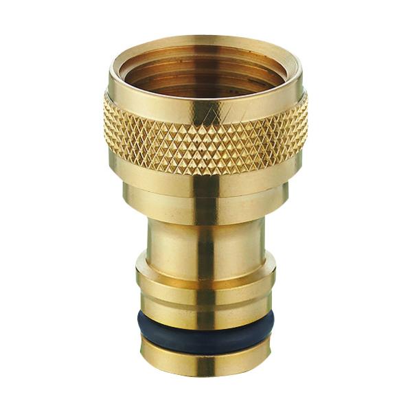 工事・照明用品 管工機材 給水設備用継手 ●ホースカラン先をはずして取り付けることができます。●カップリング水栓、散水栓に。●ホースがワンタッチで着脱できます。●ねじ寸法：G1/2●接続はPL60-50