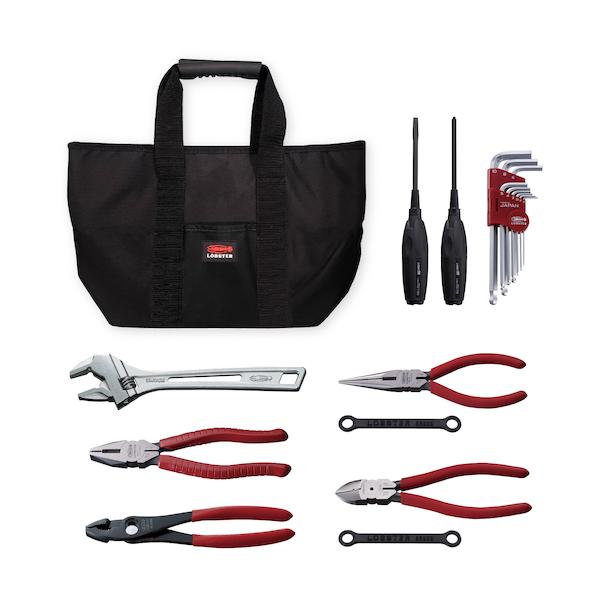 手作業工具 工具セット 手提げタイプ ●保全、メンテナンス向けツールセット●工場内や現場でよく使う工具が入っています。●バッグタイプなので、ご自身で必要な工具も自由にカスタマイズが可能です●メンテナンス用工具セット●セット内容(点)：9●ハ...