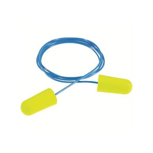 保護具 マスク・耳栓 耳栓 ●装着確認がしやすい蛍光色です。●高い遮音性能です。●騒音作業用。●コード：有(630mm)●サイズ：フリー●NRR値(dB)：33●NRR値：33dB●ANSI S3.19-1974に基づく遮音性能●耳栓本体:...