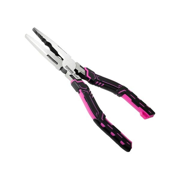 手作業工具 プライヤー・ニッパ・ピンセット 小ねじプライヤー ●多種多様な溝でマルチに対応、ネジ外し機能を搭載したラジオペンチです。●フラットプレス：アルミスリーブなどを平らに潰せます。●ラウンドプレス：丸棒や細パイプなどを優しく保持します...