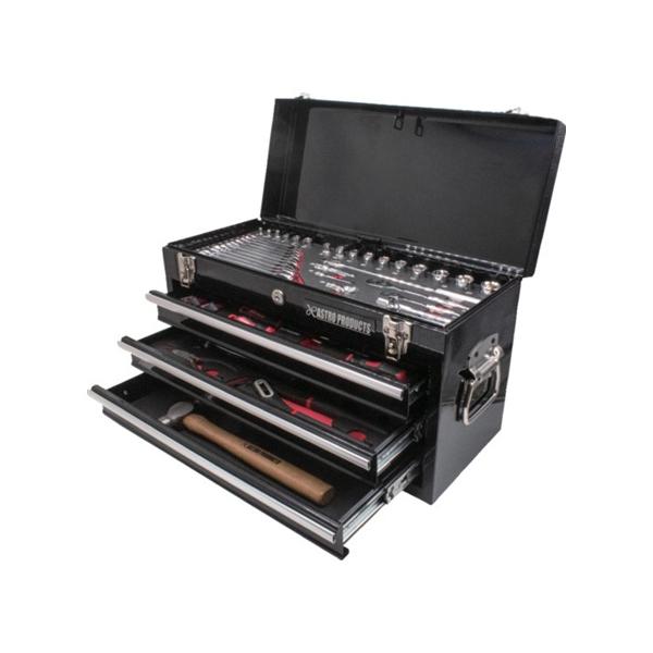 手作業工具 工具セット 整備用工具セット ●ラチェットハンドルとドライバーを一新し、スピンナーハンドルの長さ、レンチやソケットのサイズを見直したことで、更に快適に整備できるようなセットになりました。●クルマやバイクの整備に欠かせない基本工具...