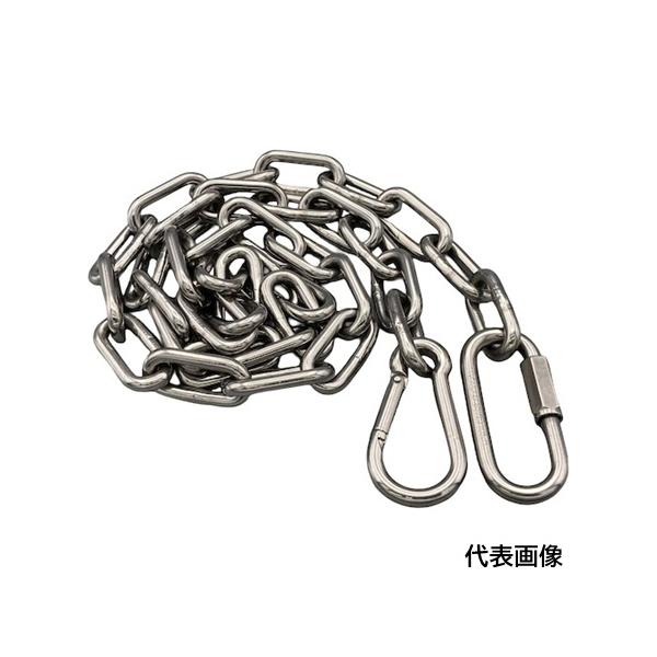 金物・建築資材 建築金物 チェーン ●溶接チェーンは切断済み、両側にフックを取り付けています。●オールステンレス製のため、防錆性・耐候性に優れています。●転倒防止、進入禁止、境界用の仕切りに。●全長(m)：1●線径d(mm)：5●内長P(m...