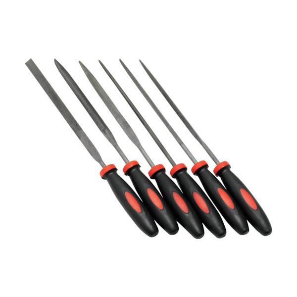 電動・油圧・空圧工具 研削研磨用品 ヤスリ ●径が細く全長が短いので、細かな研磨作業ができる棒ヤスリのセットです。●6種類の異なる形状のセットになるので、作業用途に合わせて使用できます。●力が掛けやすく握りやすい、ラバーグリップです。●収納...