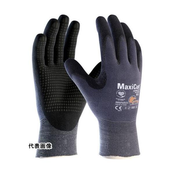 保護具 作業手袋 耐切創手袋 ●特許取得のマイクロ発泡ニトリルコーティングは熱と蒸れを360°全方向から放出し、手の温度を最適に保ちます。●マキシカット［［Ｒ上］］・ウルトラ［［ＴＭ上］］は、従来のマキシカット［［Ｒ上］］の耐切創性に薄さ・...