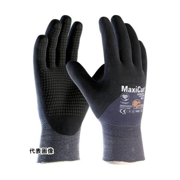 保護具 作業手袋 耐切創手袋 ●特許取得のマイクロ発泡ニトリルコーティングは熱と蒸れを360°全方向から放出し、手の温度を最適に保ちます。●マキシカット［［Ｒ上］］・ウルトラ［［ＴＭ上］］は、従来のマキシカット［［Ｒ上］］の耐切創性に薄さ・...