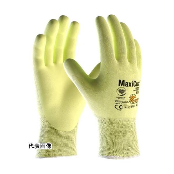 保護具 作業手袋 耐切創手袋 ●特許取得のマイクロ発泡ニトリルコーティングは熱と蒸れを360°全方向から放出し、手の温度を最適に保ちます。●マキシカット［［Ｒ上］］・ウルトラ［［ＴＭ上］］は、従来のマキシカット［［Ｒ上］］の耐切創性に薄さ・...
