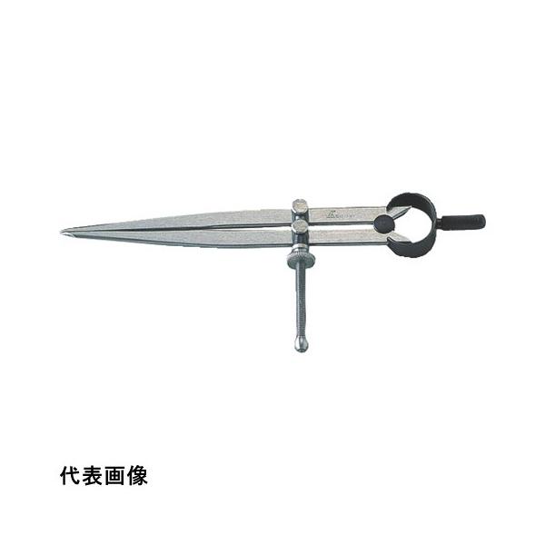 測定・計測用品 測定工具 ケガキ用品 ●先端部には焼き入れ加工が施されています。●スプリング付きで寸法の微調整がネジで出来ます。●鉄板上の硬い部分に円形をケガくために使用●呼び寸法(mm)：150●全長(mm)：195●板厚(mm)：17....