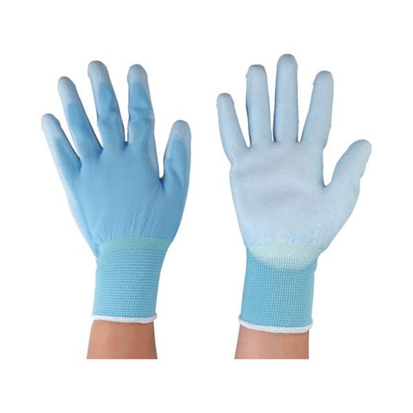 保護具 作業手袋 すべり止め背抜き手袋 ●すべり止効果のあるポリウレタン樹脂を爪先部分までコーティング●極薄の手袋なので疲れにくく、フィット感は抜群です。●一般作業に。●摘果等農作業に。●色：ライトブルー/ホワイト●サイズ：M●ゲージ数：1...
