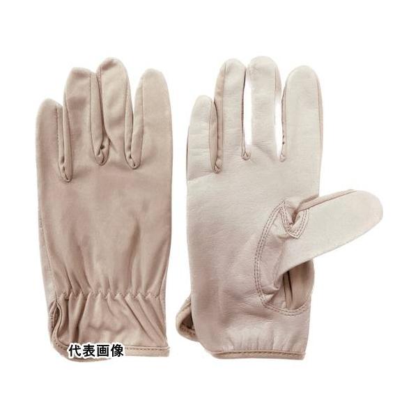 保護具 作業手袋 革手袋 ●手穴３つが一群になっているのが特徴です。●通気性が良く牛革に比べて軽量です。●柔軟性に優れ作業性も良いです。●色：ベージュ●サイズ：L●全長(cm)：21.5●手のひら周り(cm)：22●中指長さ(cm)：8.5...