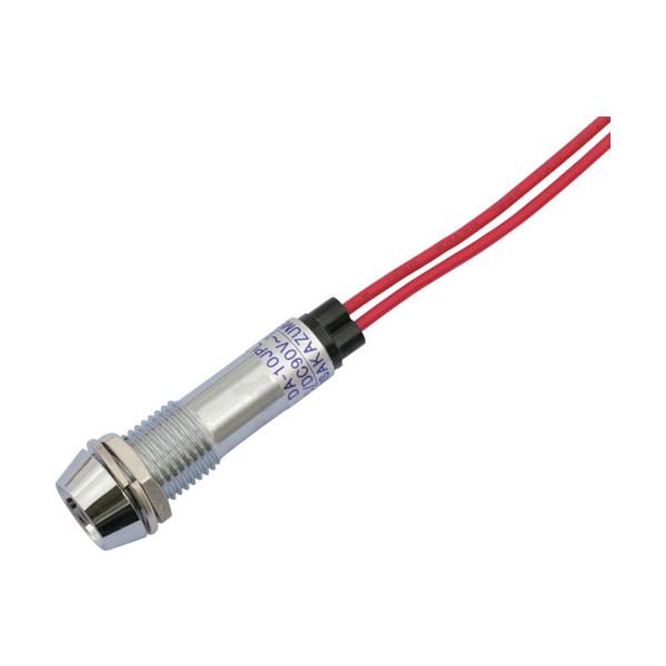 電子機器 電気・電子部品 回転灯・表示灯 ●抵抗器内蔵の高輝度LED表示灯です。●AC/DC100V用電源にダイレクトに接続出来ます。●パネルカット:φ10.2●発光色:赤●レンズ色:透明●長さ200mmのリード線(UL1430 AWG24...