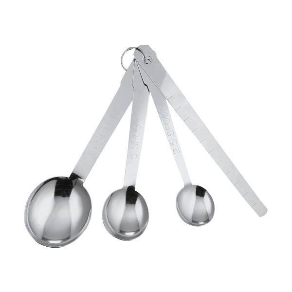 研究用品 厨房用品 調理器具 ●大さじ・小さじ・小さじ1/2が量れて、スリ切りもできます。●調理用。●全長(mm)：165●食洗機対応●ステンレス鋼●2.5ccさじ、5ccさじ、15ccさじ、すりきり