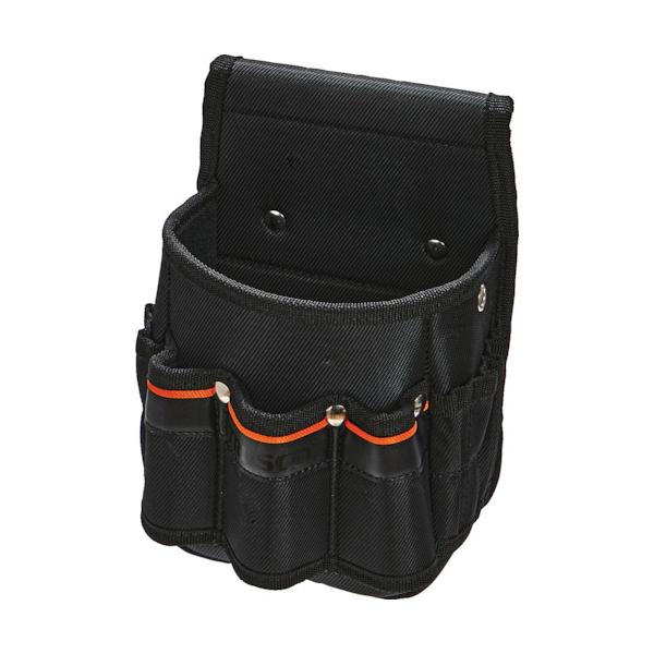 手作業工具 バックパック・ツールバッグ 工具差し・腰袋 ●汚れが目立ちにくいブラックを基調としたデザインです。●合皮を使用しており、高級感を兼ね備えた腰袋です。●開きやすく形状がくずれやすい部分を補強しています。●3段のため収納力が大きく、...