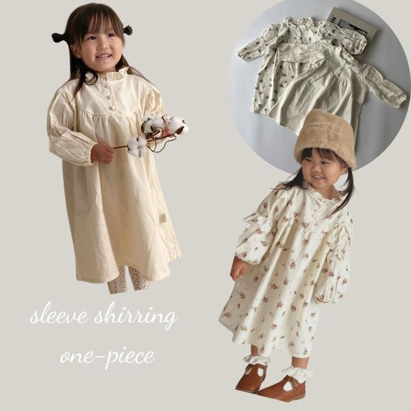 ・素材構成: 35%綿、15%ポリエステル、20%ビスコース、30%麻・size: 73 / 80 / 90 / 100・color: white / flower・首元のフリルと袖のシャーリングでシルエットがとっても可愛いワンピース・同生...