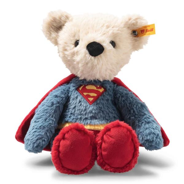 世界中で愛される正義のヒーロー「スーパーマン」が、シュタイフの魔法によって愛らしいテディベアに！胸にはおなじみの「S」マーク、背中には鮮やかな赤いマントがひるがえり、あなたに勇気と希望を届けてくれる存在です♪ブルーとレッドの毛並みが、スーパ...