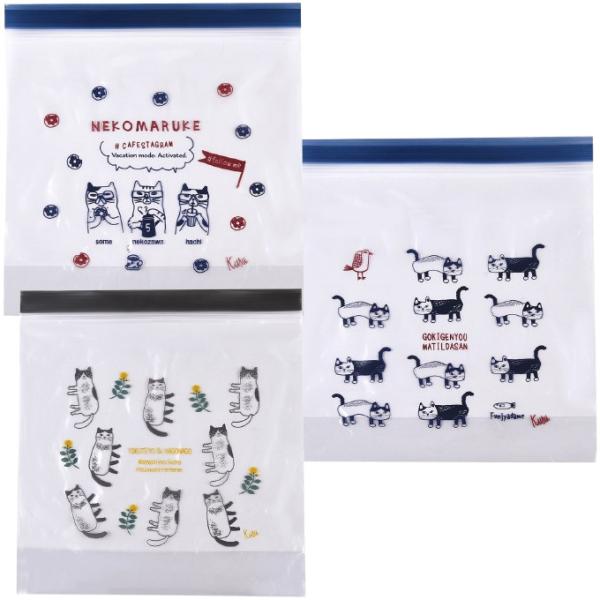 Sサイズネコまるけ柄　23-6596マチルダさん柄　23-6597なごなごさん柄　23-6598使う度に思わずにんまりしちゃうクスグルキャラクターのイラストが入ったストックバッグです。開け閉めがしやすいWジッパーで、密封性もあり乾燥や酸化に...