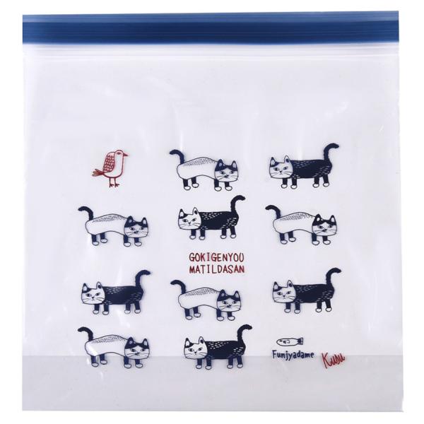Mサイズネコまるけ柄　23-6596マチルダさん柄　23-6597なごなごさん柄　23-6598使う度に思わずにんまりしちゃうクスグルキャラクターのイラストが入ったストックバッグです。開け閉めがしやすいWジッパーで、密封性もあり乾燥や酸化に...