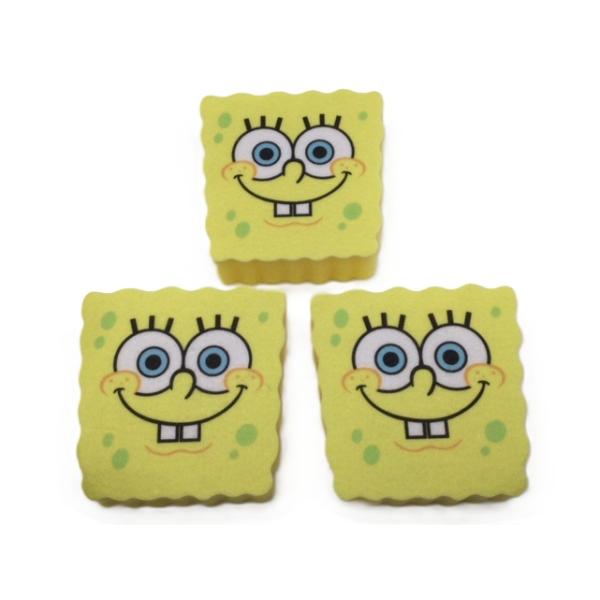 スポンジボブ　キッチンスポンジ3個セットリアルな形状の顔スポンジタイプお届けするのは画像1枚目の商品のみとなります。ご注意くださいませ。もちろんキッチンスポンジのようにお使いいただけますが、画像2枚目のようにスポンジホルダー（別売り）に装着...